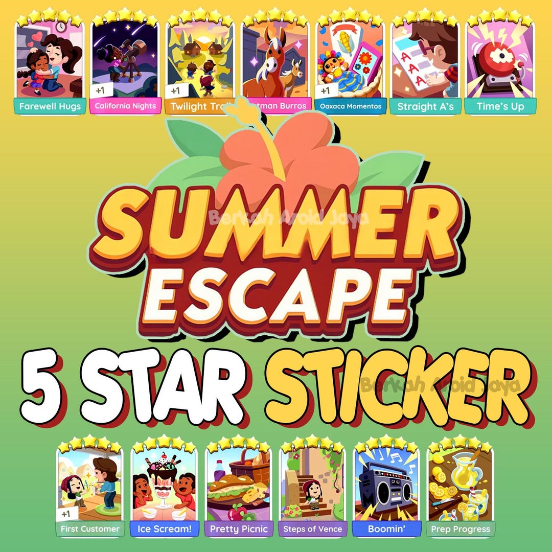 5 Star Sticker Monopoly_go SUMMER ESCAPE Album - 1pcs/order - Sent ...