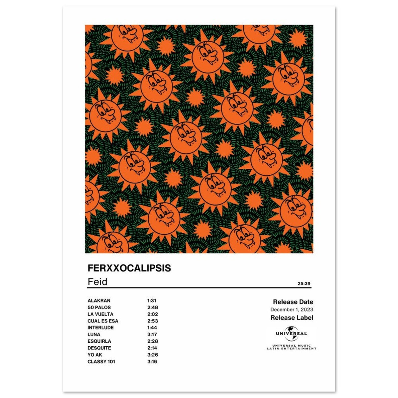 Feid FERXXOCALIPSIS Track List Series Feid Poster Feid - Etsy