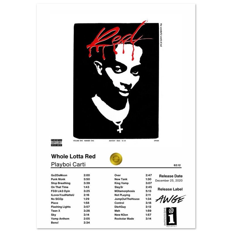 Playboi Carti Whole Lotta Red Track List Series Playboi - Etsy