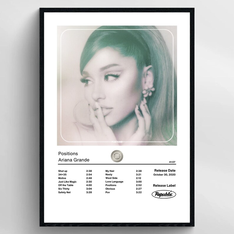 Positions Album Cover Poster Ariana Grande Poster Song Track List ...