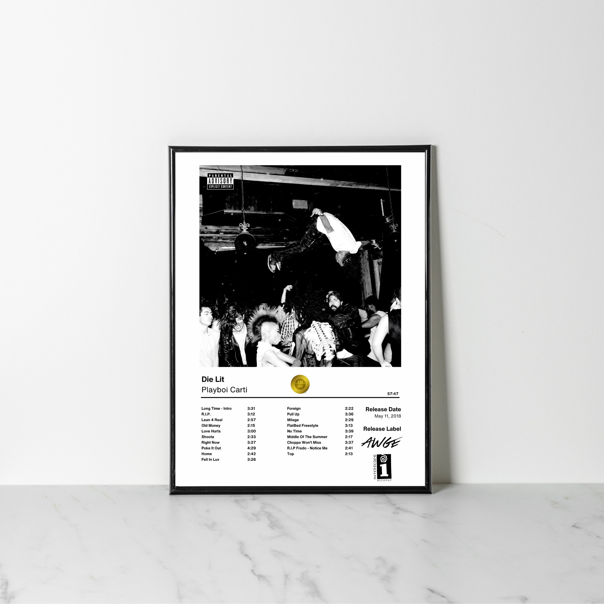 Playboi Carti Die Lit - Track List Series | Playboi Carti Poster sold ...