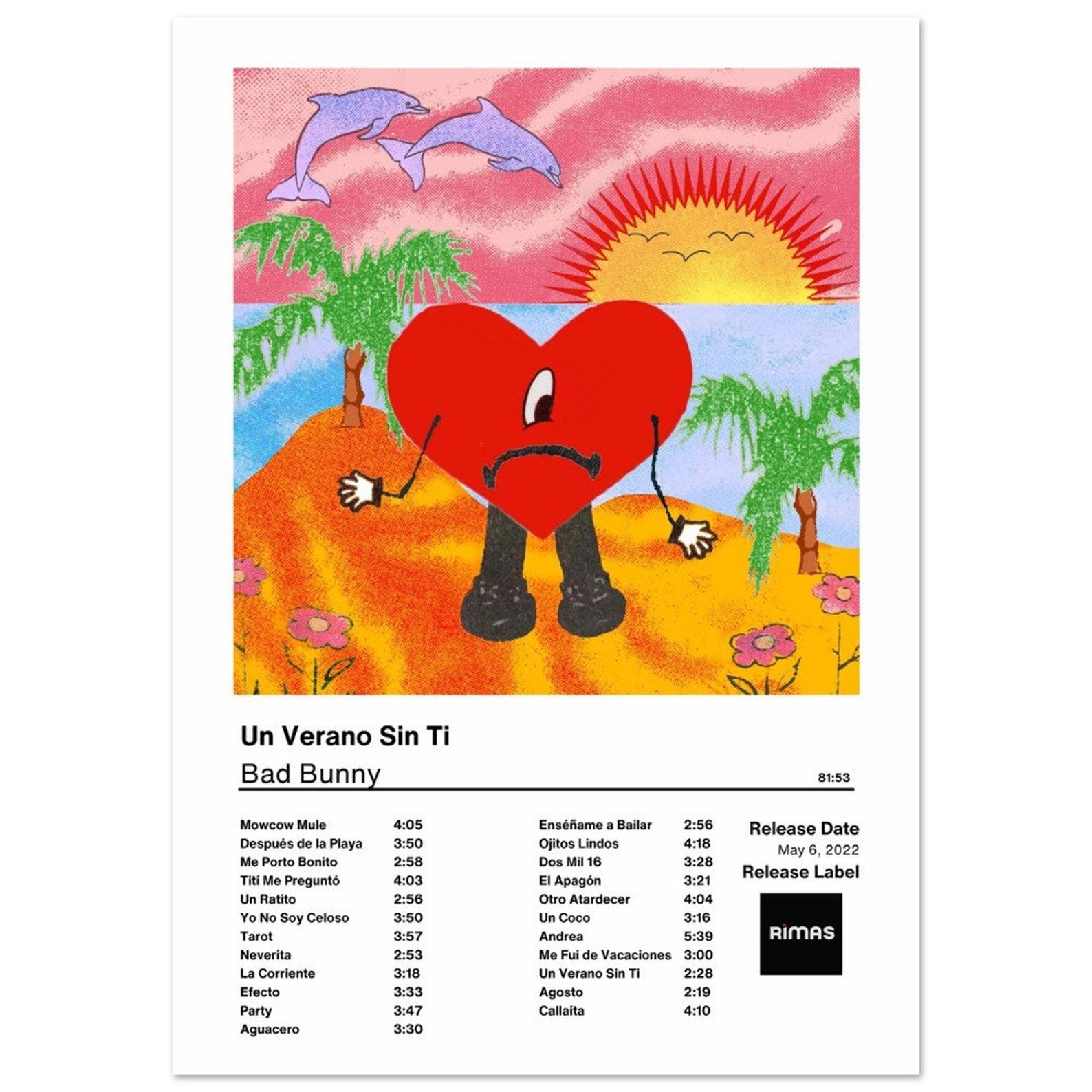 Bad Bunny Un Verano Sin Ti Track List Series Bad Bunny - Etsy