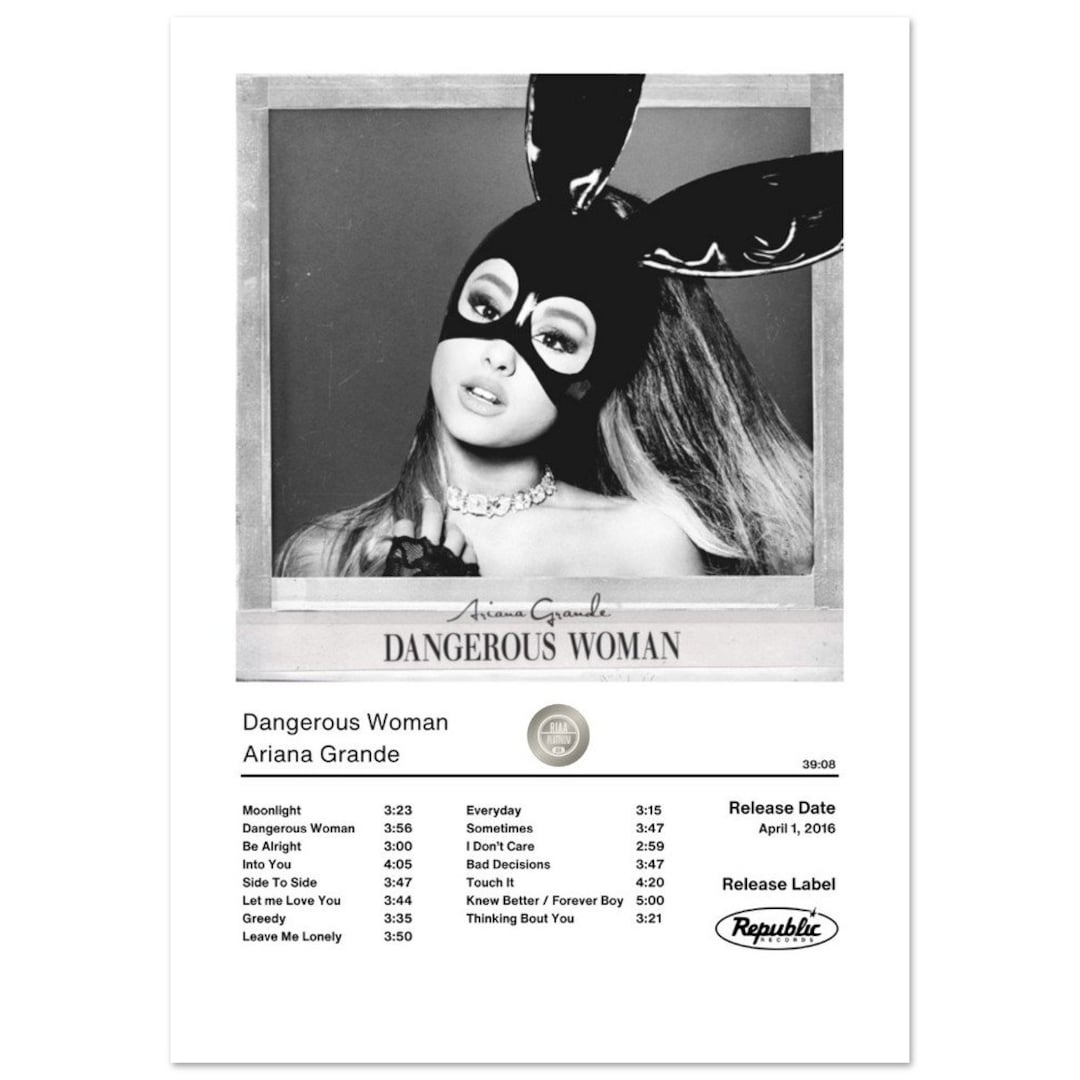 Dangerous Woman Album Cover Poster Ariana Grande Poster Song Track List ...