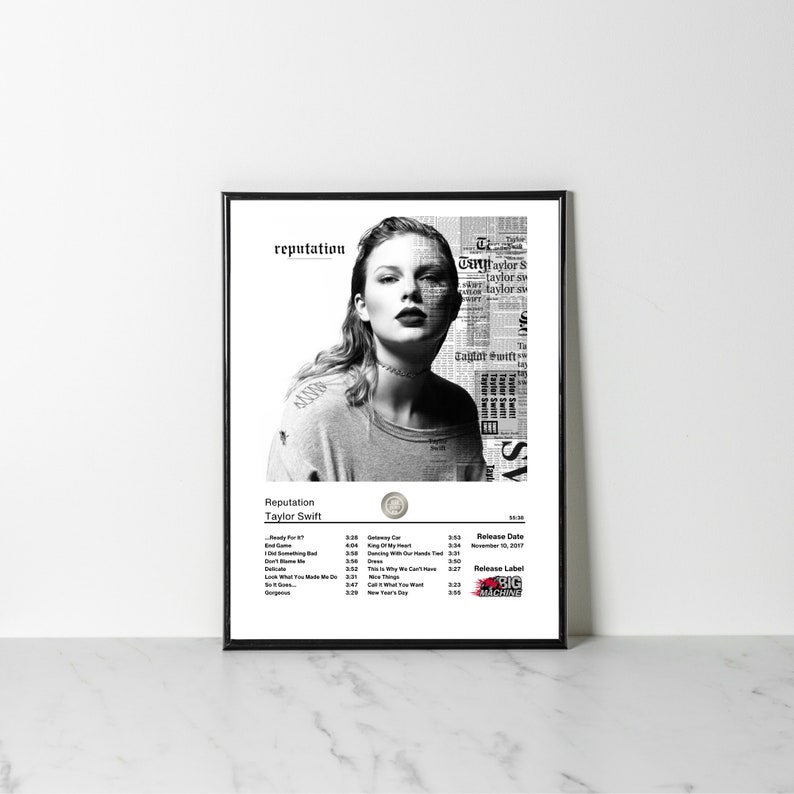 Reputation Album Cover Poster Taylor Swift Poster Song Track List ...