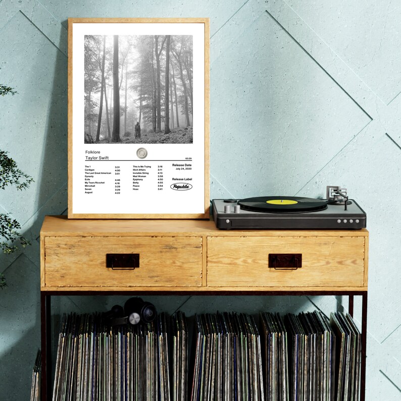 Taylor Swift Poster Folklore Album Cover Poster Song Track List Taylor ...