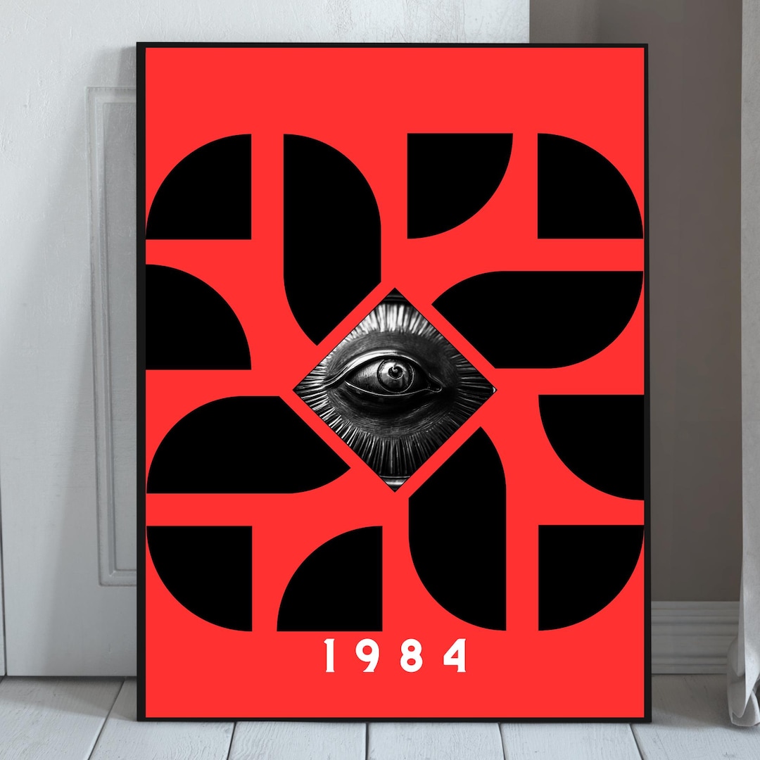 1984 Book Cover Wall Art; George Orwell Book Print; Literary Poster ...