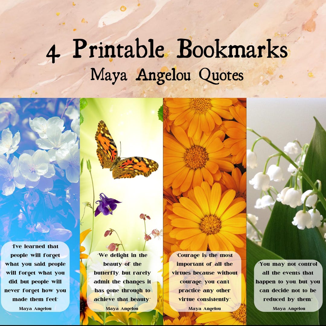 Maya Angelou Inspired Book Markers, Book Lovers Gifts, Flowers ...