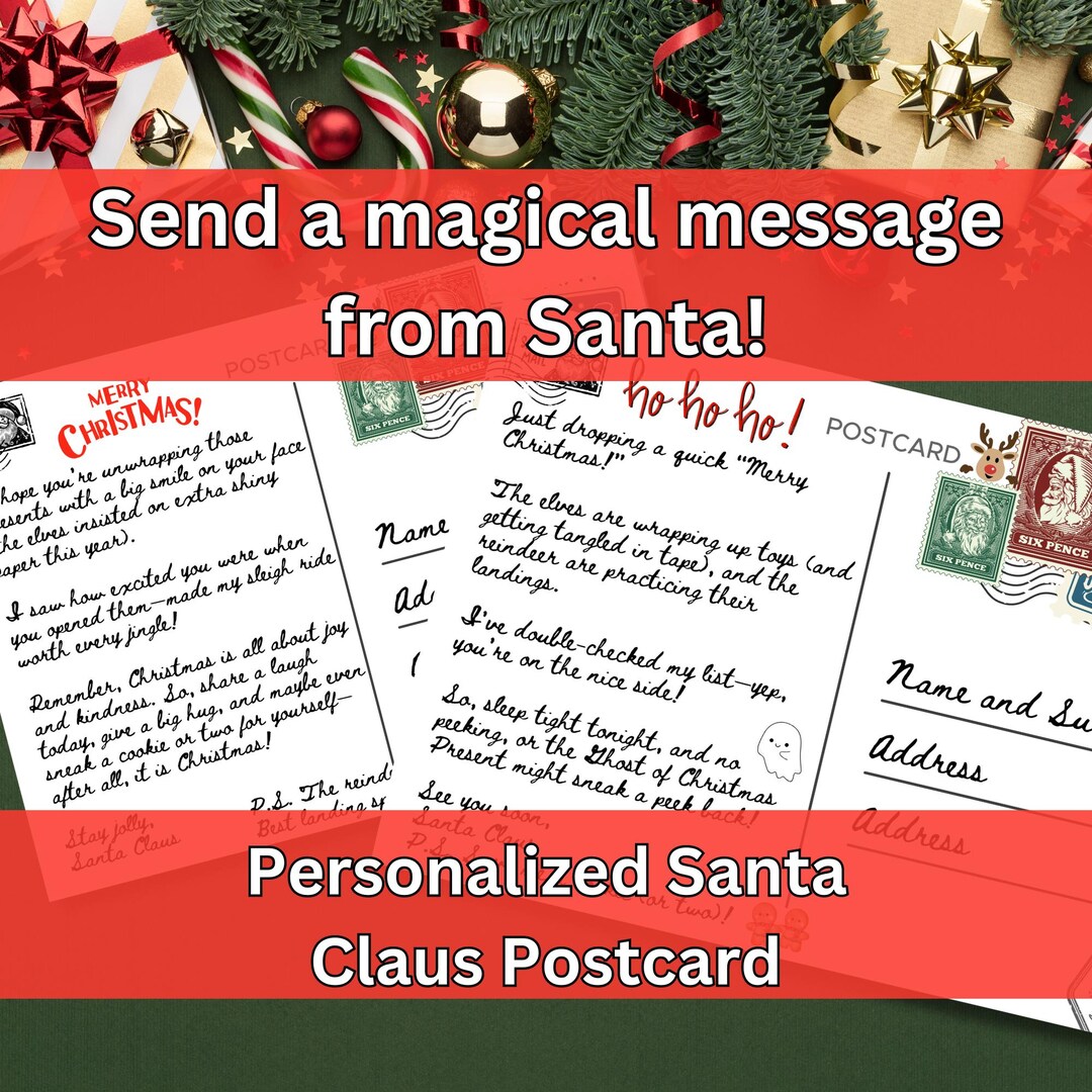 Santa Claus Christmas Card for Children With Secret Message, Children ...