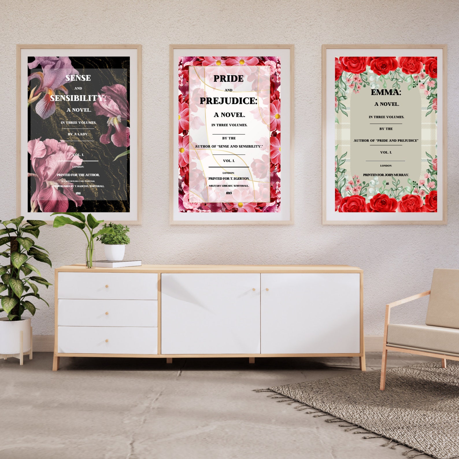 Jane Austen Poster Bundle Set, Gallery Wall Set, Set of 3 Prints, Ideal ...