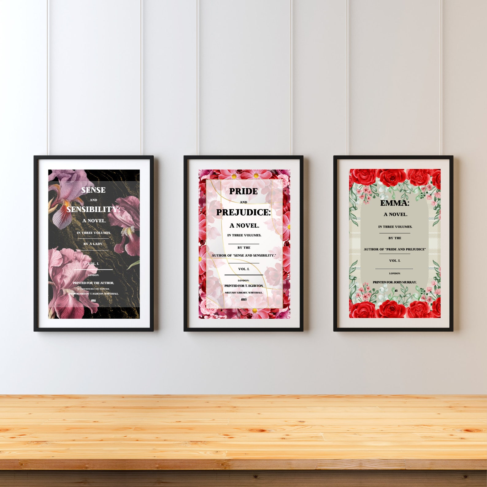 Jane Austen Poster Bundle Set, Gallery Wall Set, Set of 3 Prints, Ideal ...