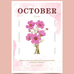 Birth Flower Bouquet: Cosmos Flower for October Birthday, Birth Flower ...
