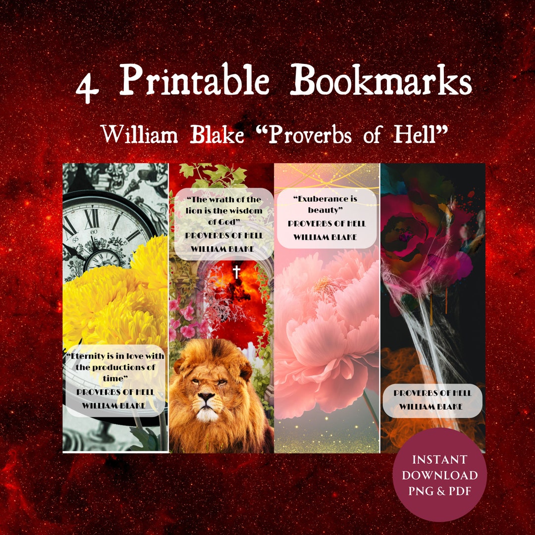 William Blake Digital Bookmarks, Proverbs of Hell, Book Tracker ...