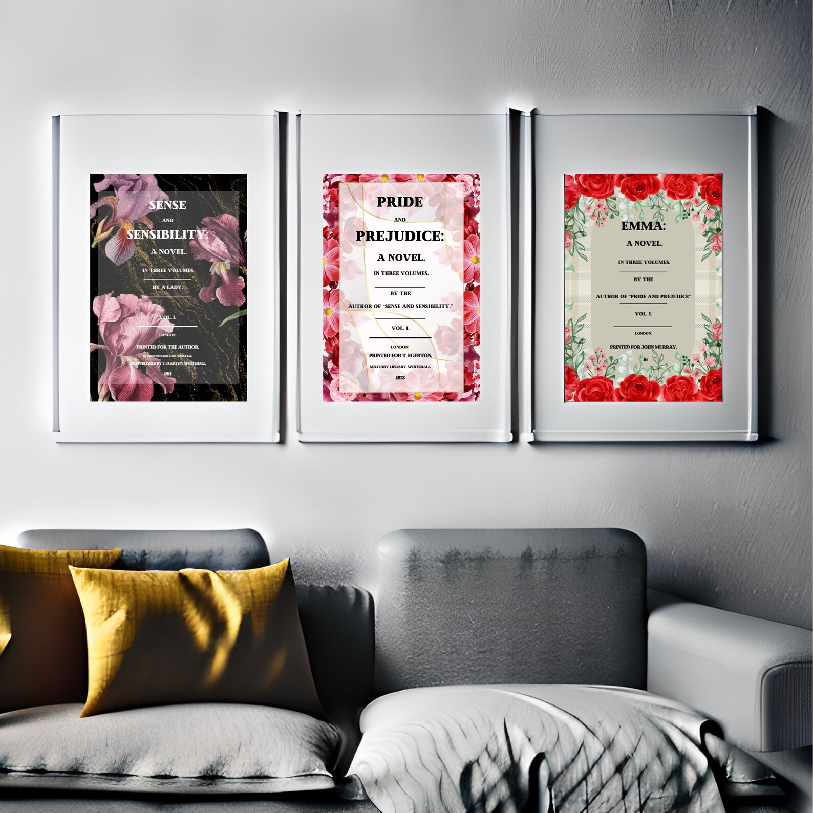 Jane Austen Poster Bundle Set, Gallery Wall Set, Set of 3 Prints, Ideal ...