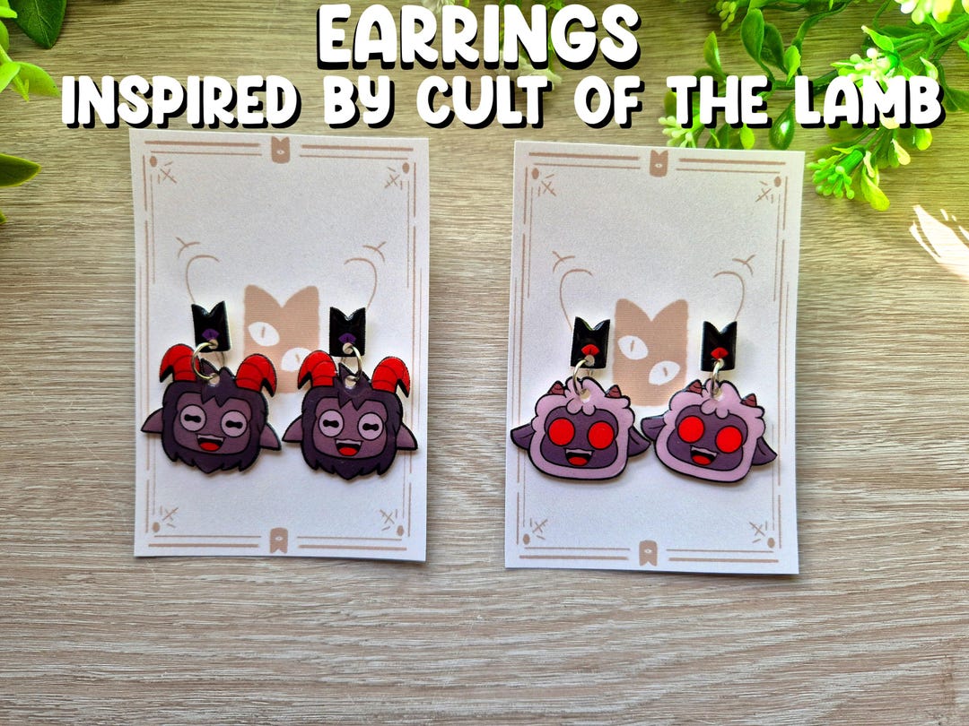 Earrings Inspired by Cult of the Lamb, the Lamb, the Goat, Red Crown ...