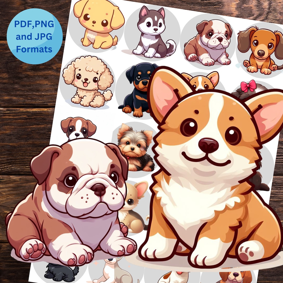 24 Cute Puppy Kawaii Clipart Bundle, 20 Different Designs 20 Various ...