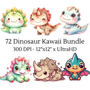 Kawaii Cute Dinosaur PNG Bundle - Etsy