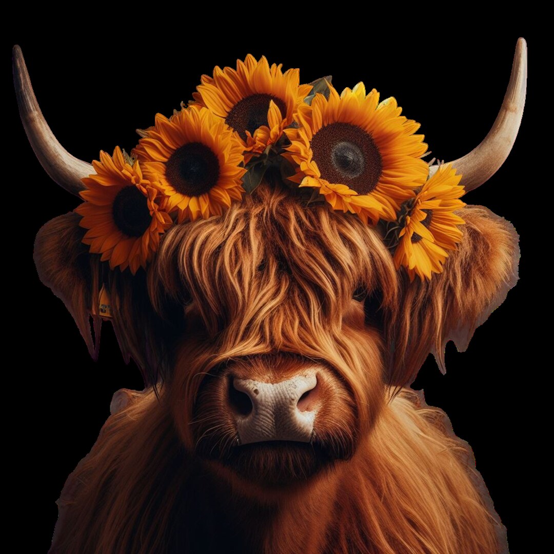 Digital Download: Highland Cow and Sunflowers Silhouette - Etsy
