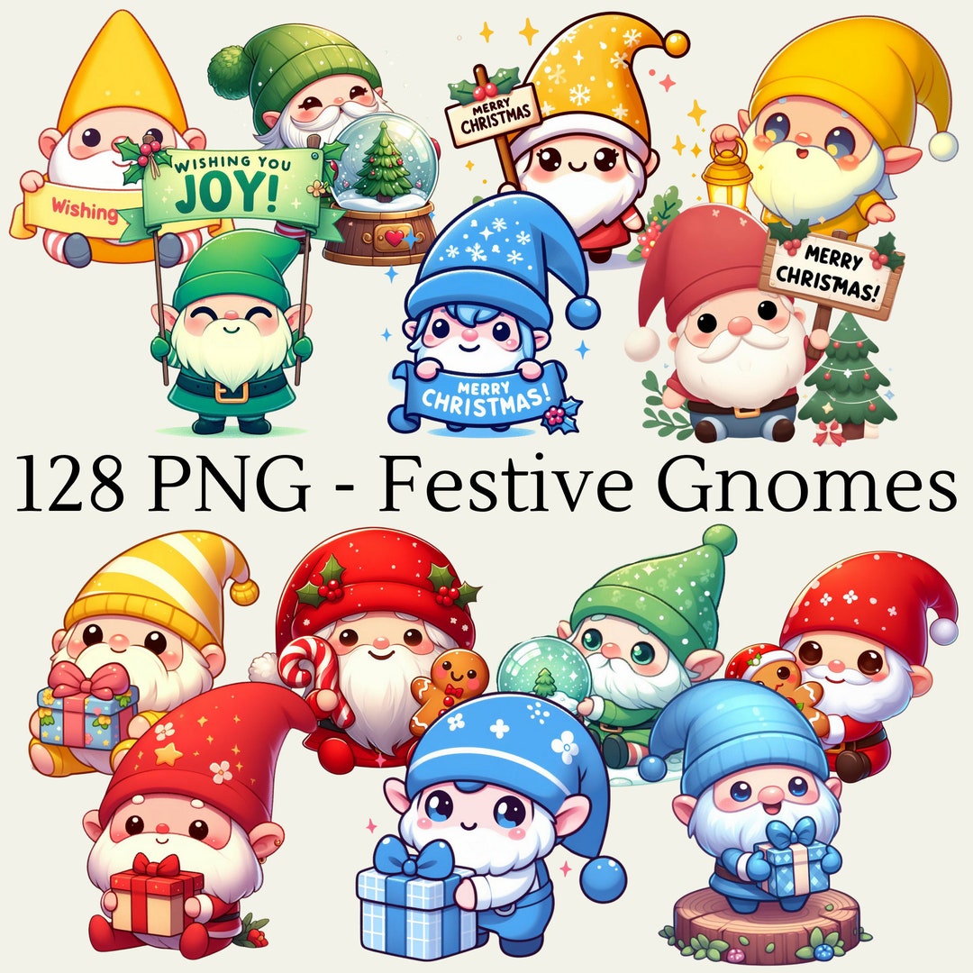 Kawaii Cute Festive Gnomes PNG Bundle - Etsy