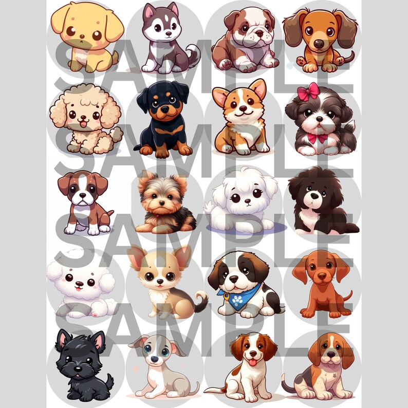 24 Cute Puppy Kawaii Clipart Bundle, 20 Different Designs 20 Various ...