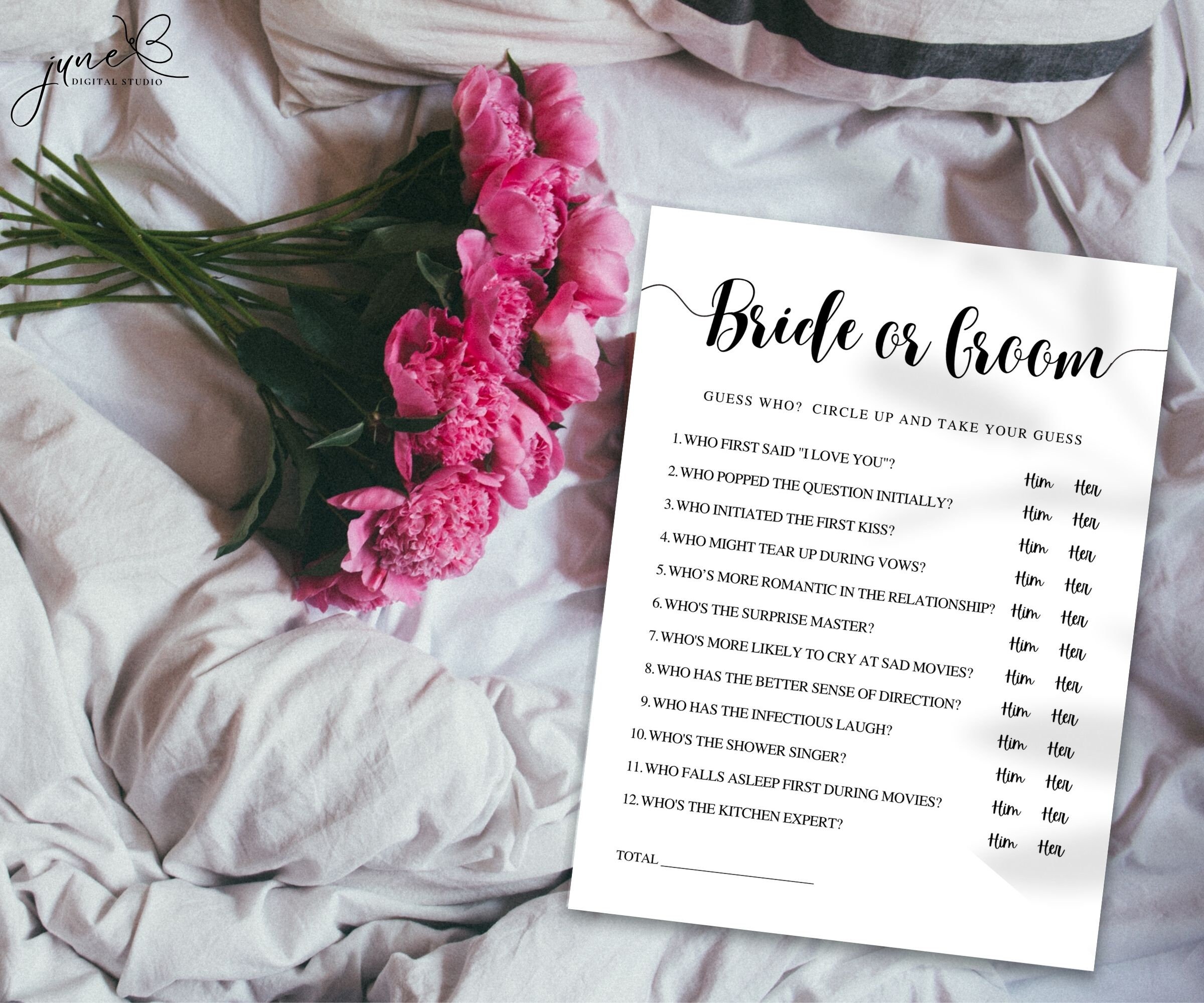 Bride or Groom Game, Printable Guess Who Said It Game, Wedding Shoe ...