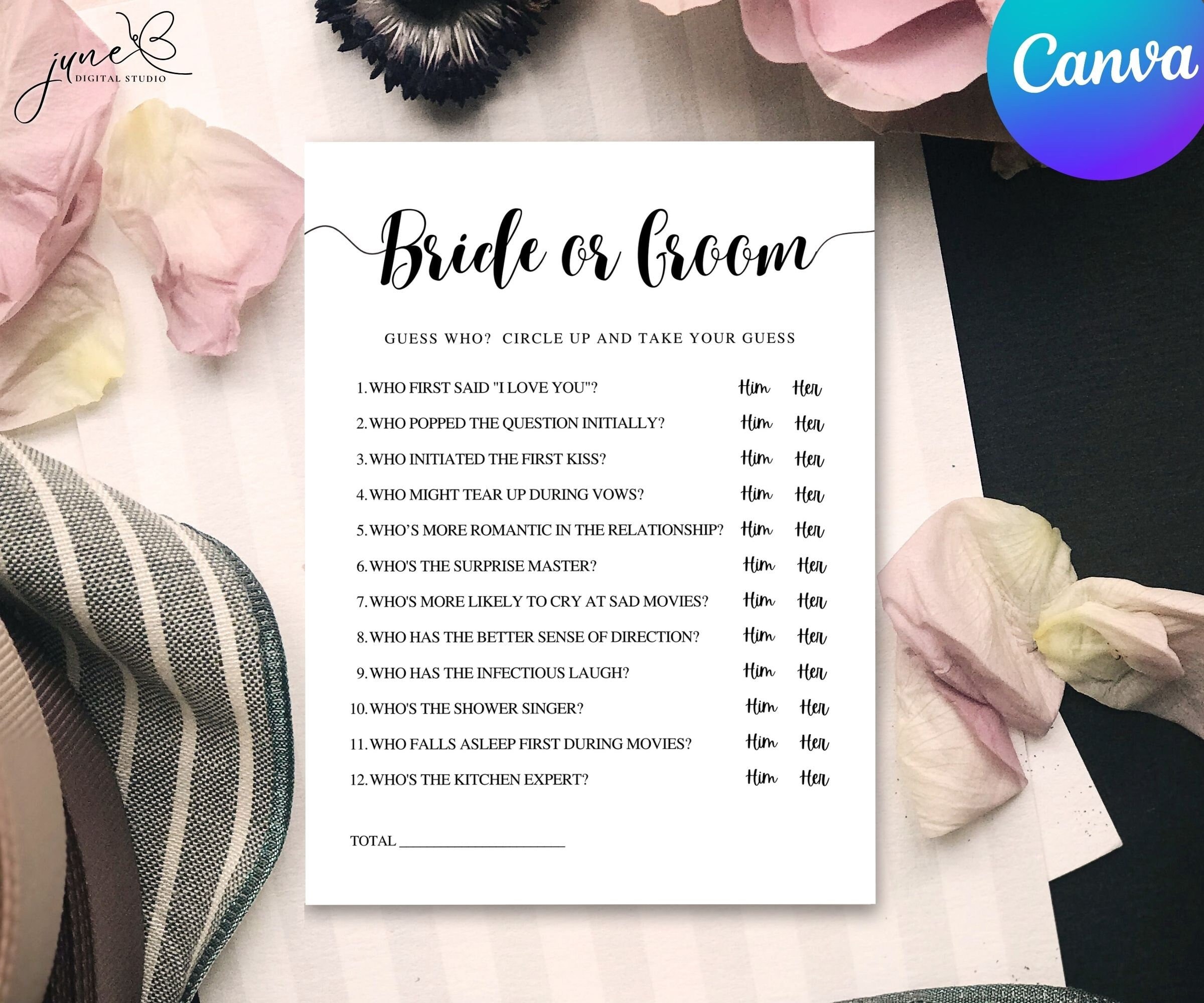 Bride or Groom Game, Printable Guess Who Said It Game, Wedding Shoe ...