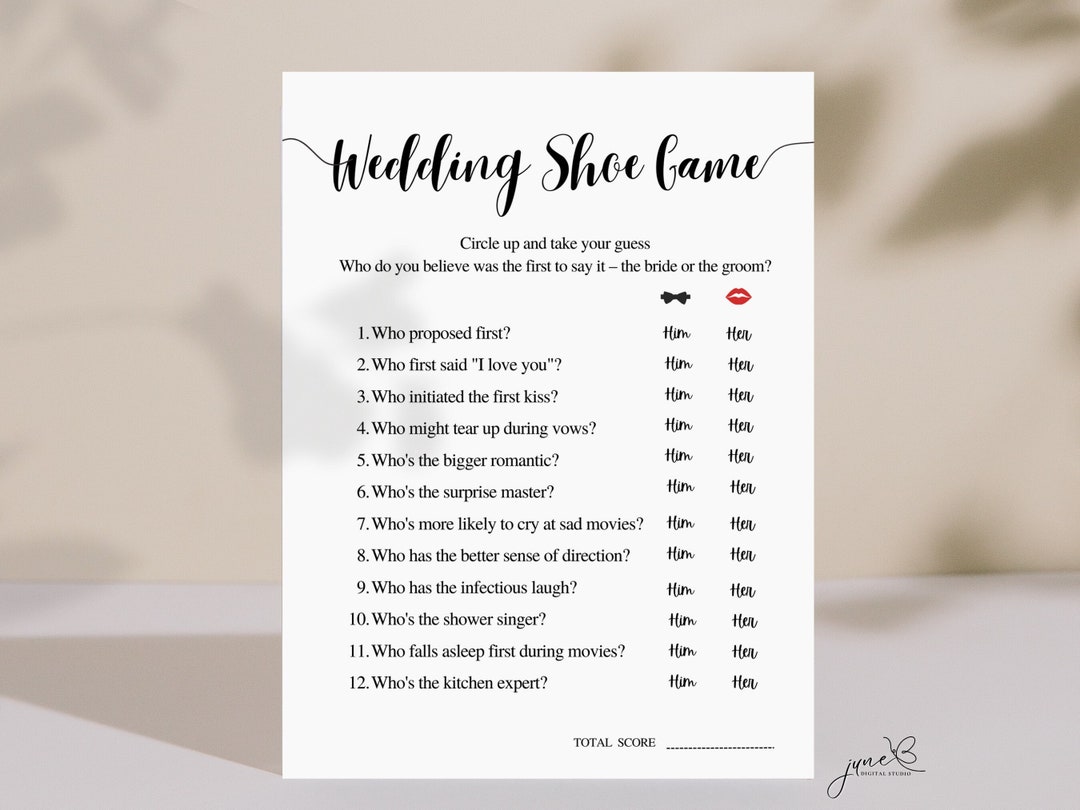 Minimalist Wedding Shoe Game, Editable Template on Canva, He Said She ...