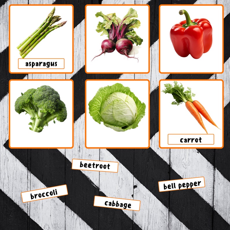 Printable Montessori Flashcards Digital Flashcards Vegetable - Etsy