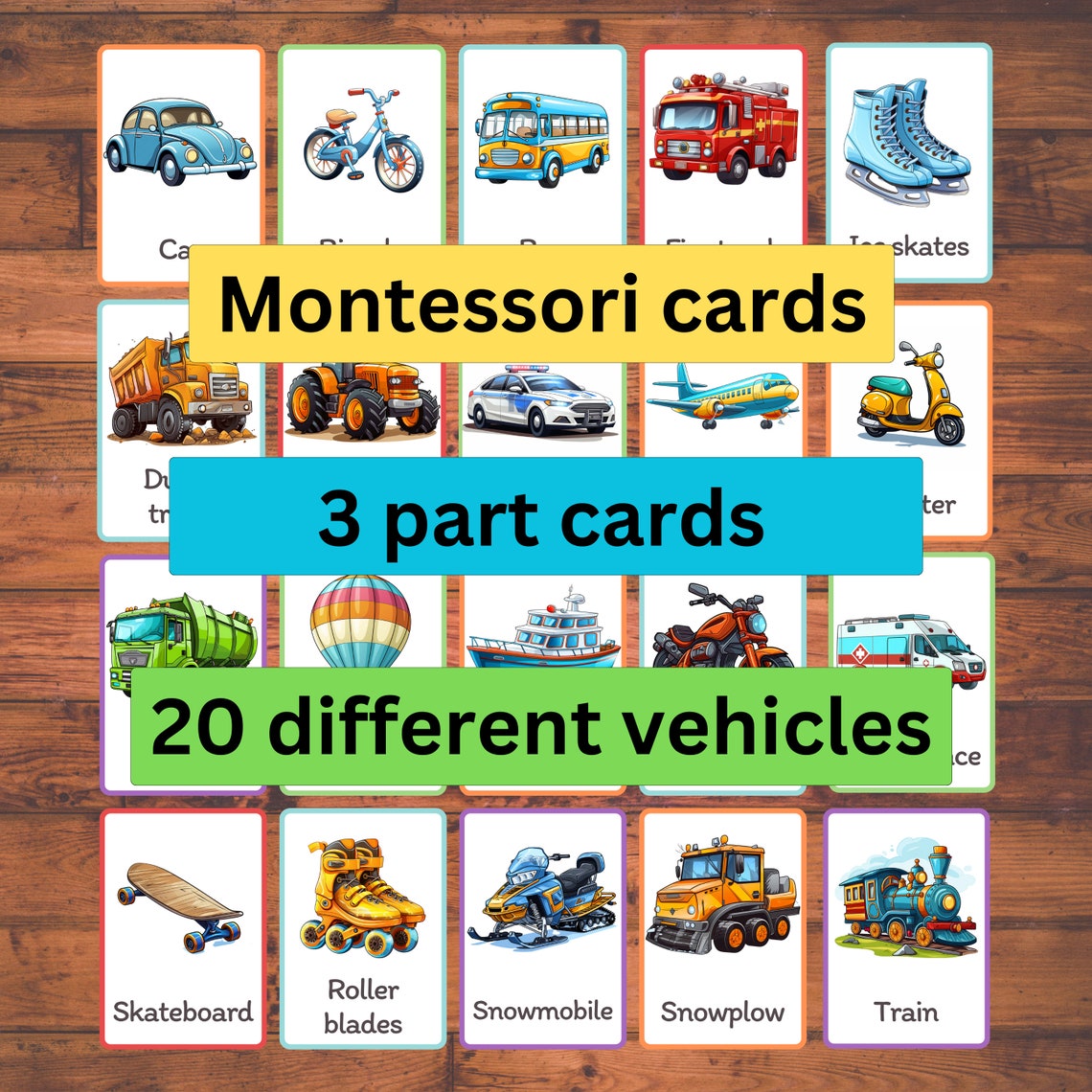 Montessori 3 Part Cards Flashcard Montessori Printable Digital Card ...