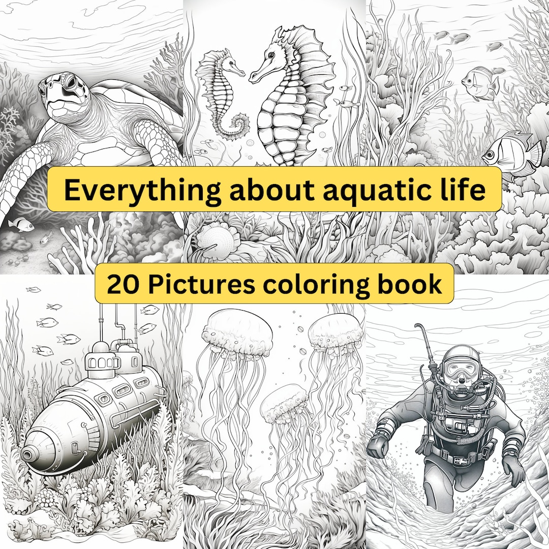 Printable Coloring Book Underwater Worlds Coloring Book Digital 20 ...