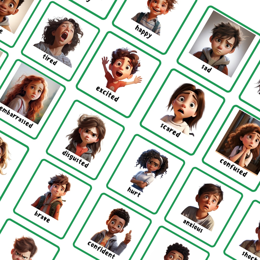 Montessori Emotion Cards About Emotion Flashcards, Montessori Cards, 3 ...