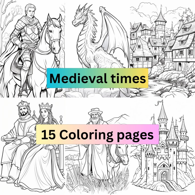Printable Coloring Book Medieval Times Coloring Pages Digital Printable ...