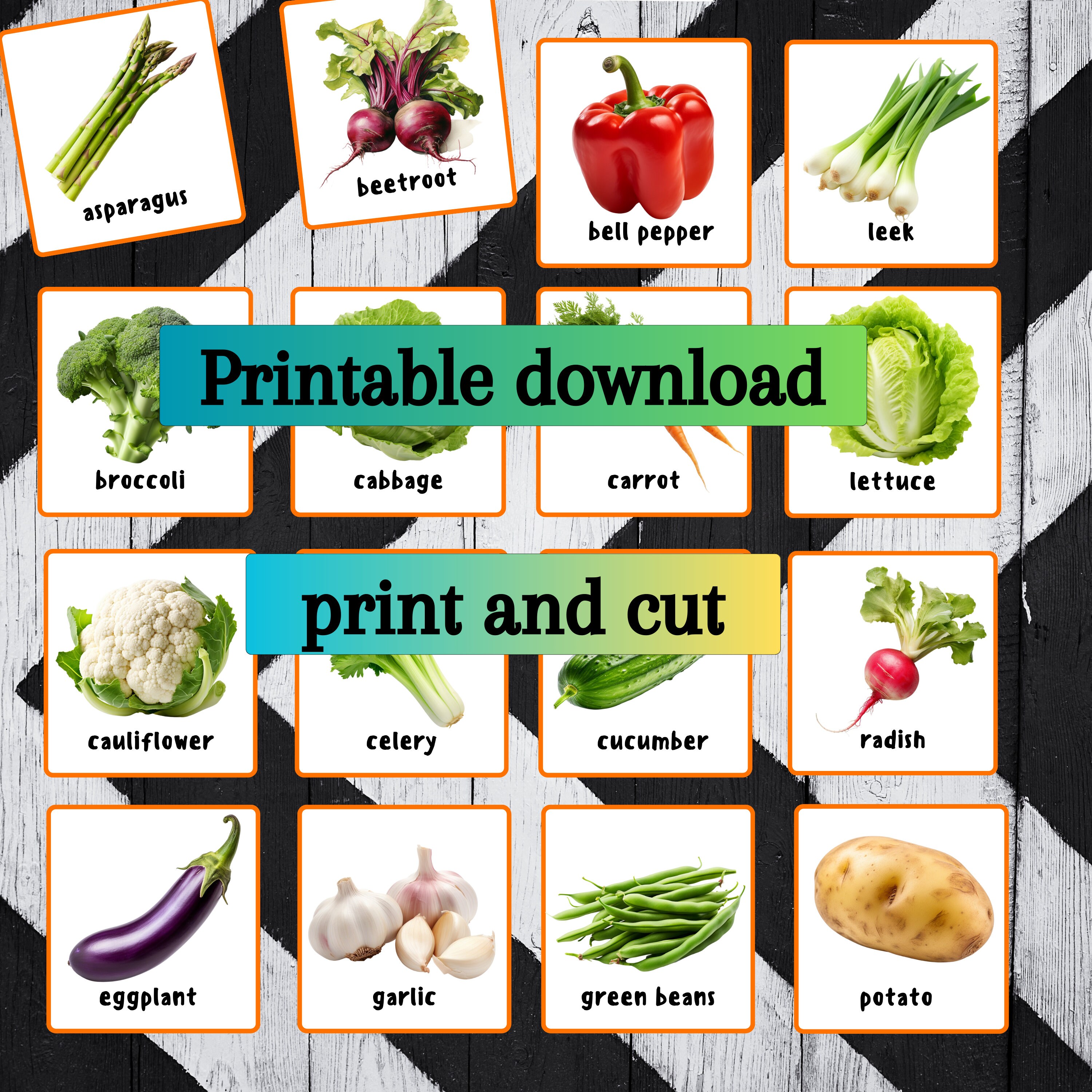 Printable Montessori Flashcards Digital Flashcards Vegetable - Etsy