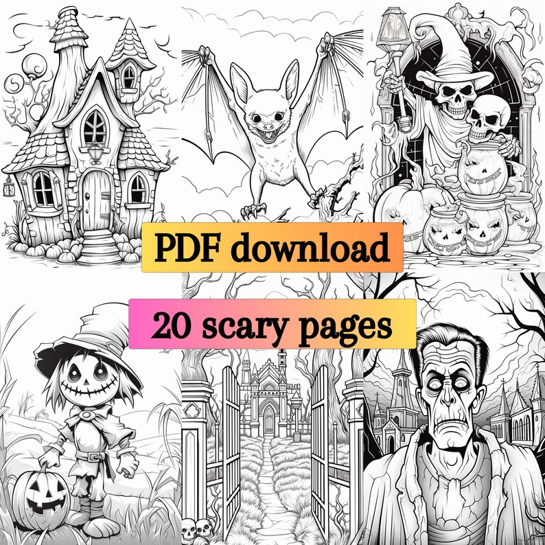 Digital Printable Coloring Book Halloween Coloring Book Printable for ...