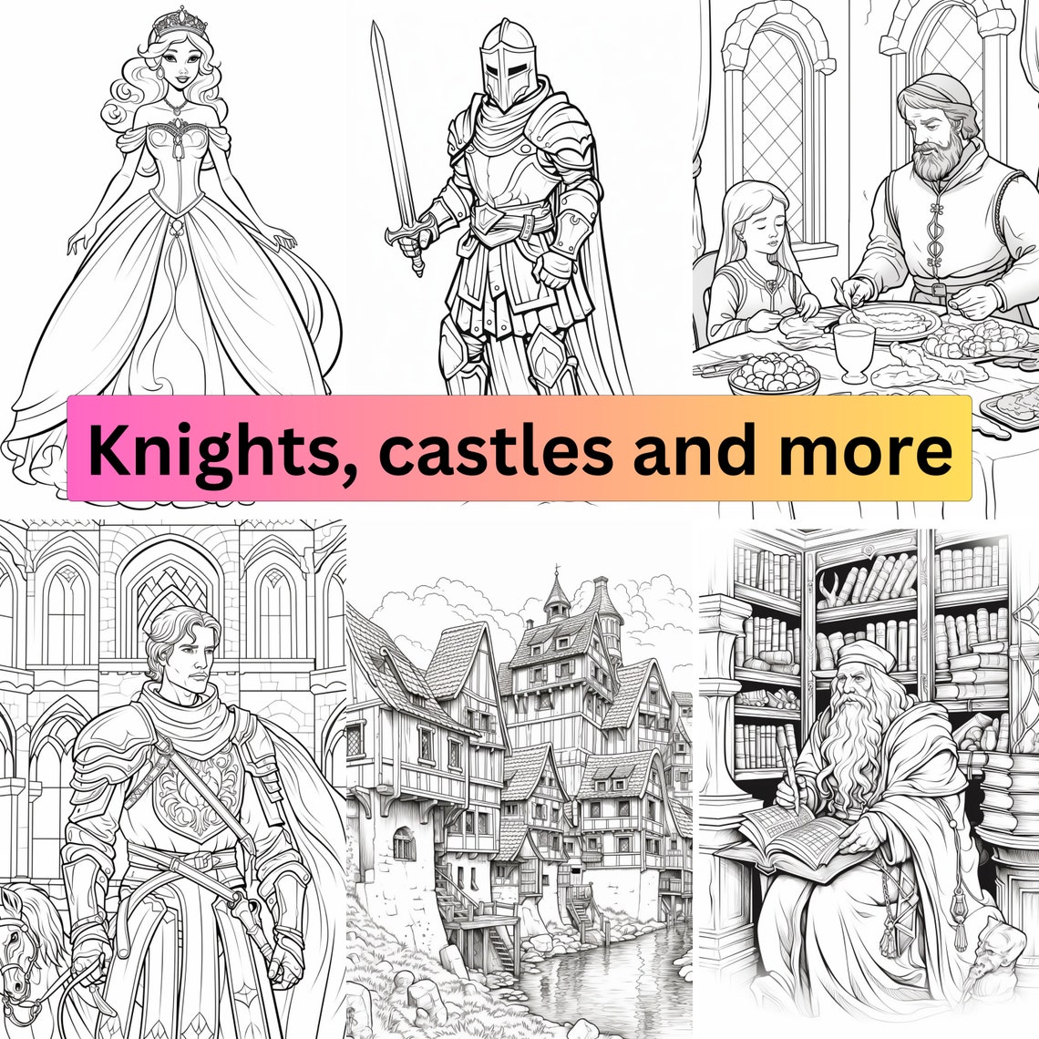 Printable Coloring Book Medieval Times Coloring Pages Digital Printable ...