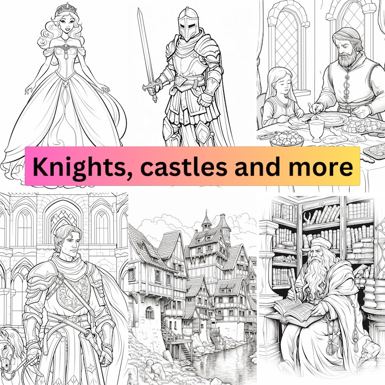 Printable Coloring Book Medieval Times Coloring Pages Digital Printable ...