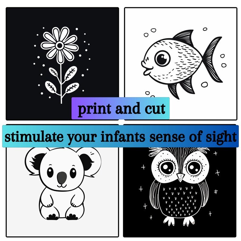 Baby Sensory Cards Montessori High Contrast Cards Sight Stimulation ...