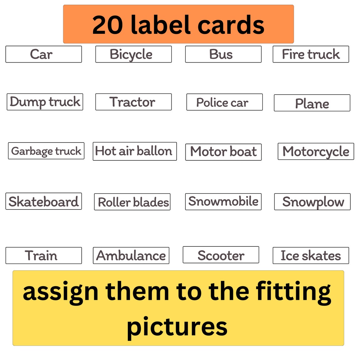 Montessori 3 Part Cards Flashcard Montessori Printable Digital Card ...