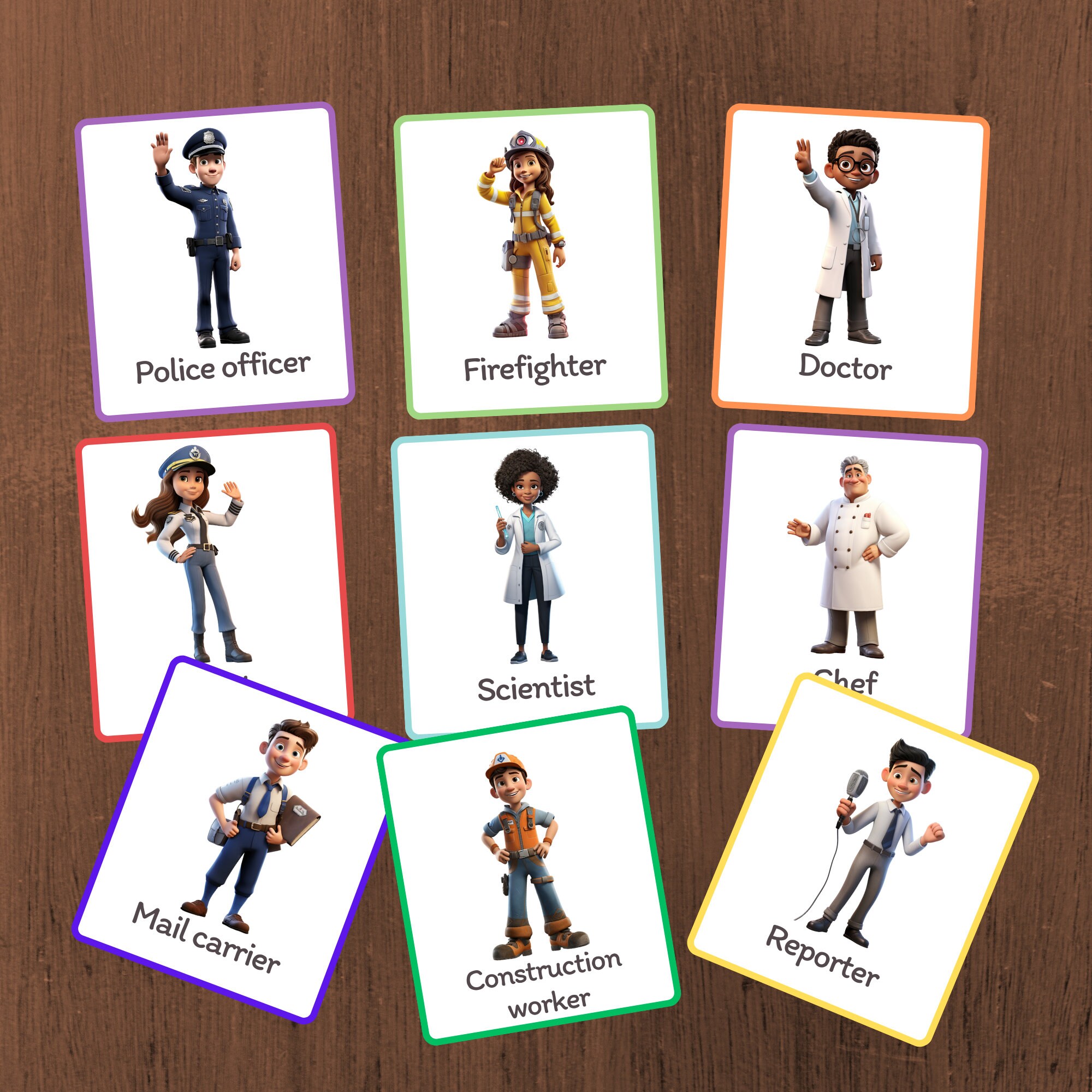 Montessori Flashcards Occupation Cards About Jobs Easy Learning Cards ...