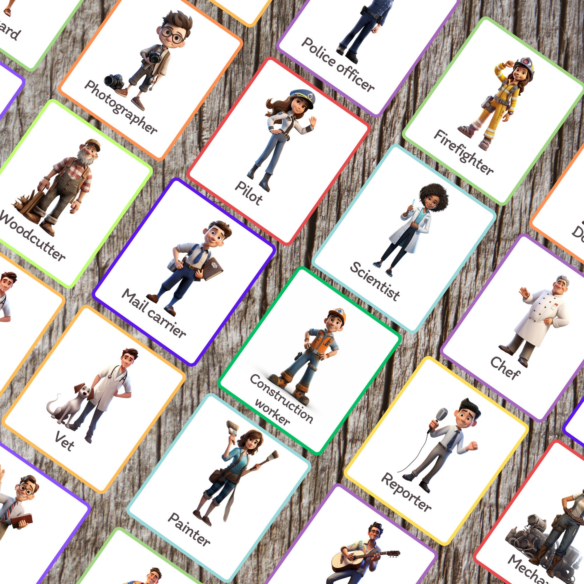 Montessori Flashcards Occupation Cards About Jobs Easy Learning Cards ...