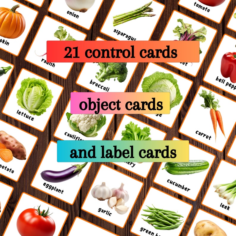 Printable Montessori Flashcards Digital Flashcards Vegetable - Etsy