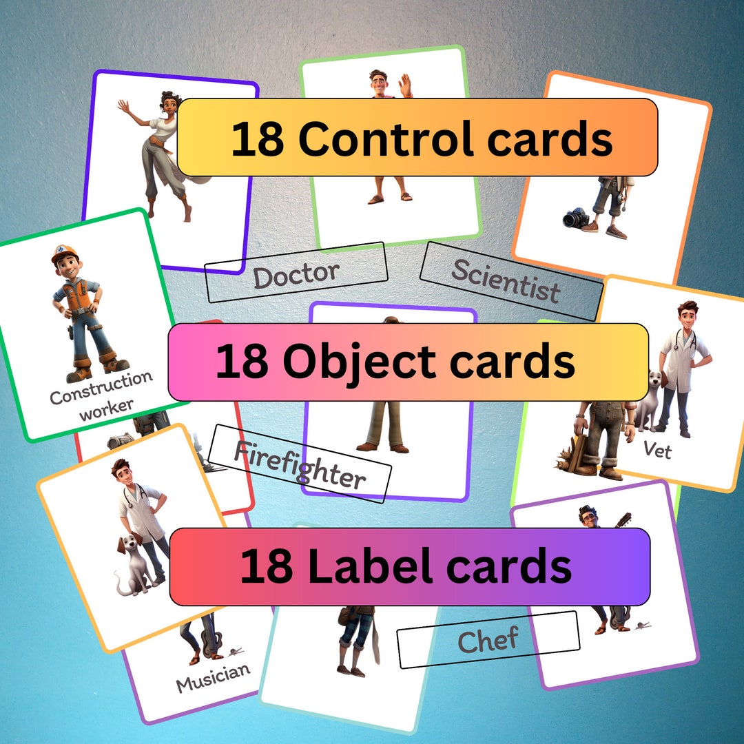Montessori Flashcards Occupation Cards About Jobs Easy Learning Cards ...