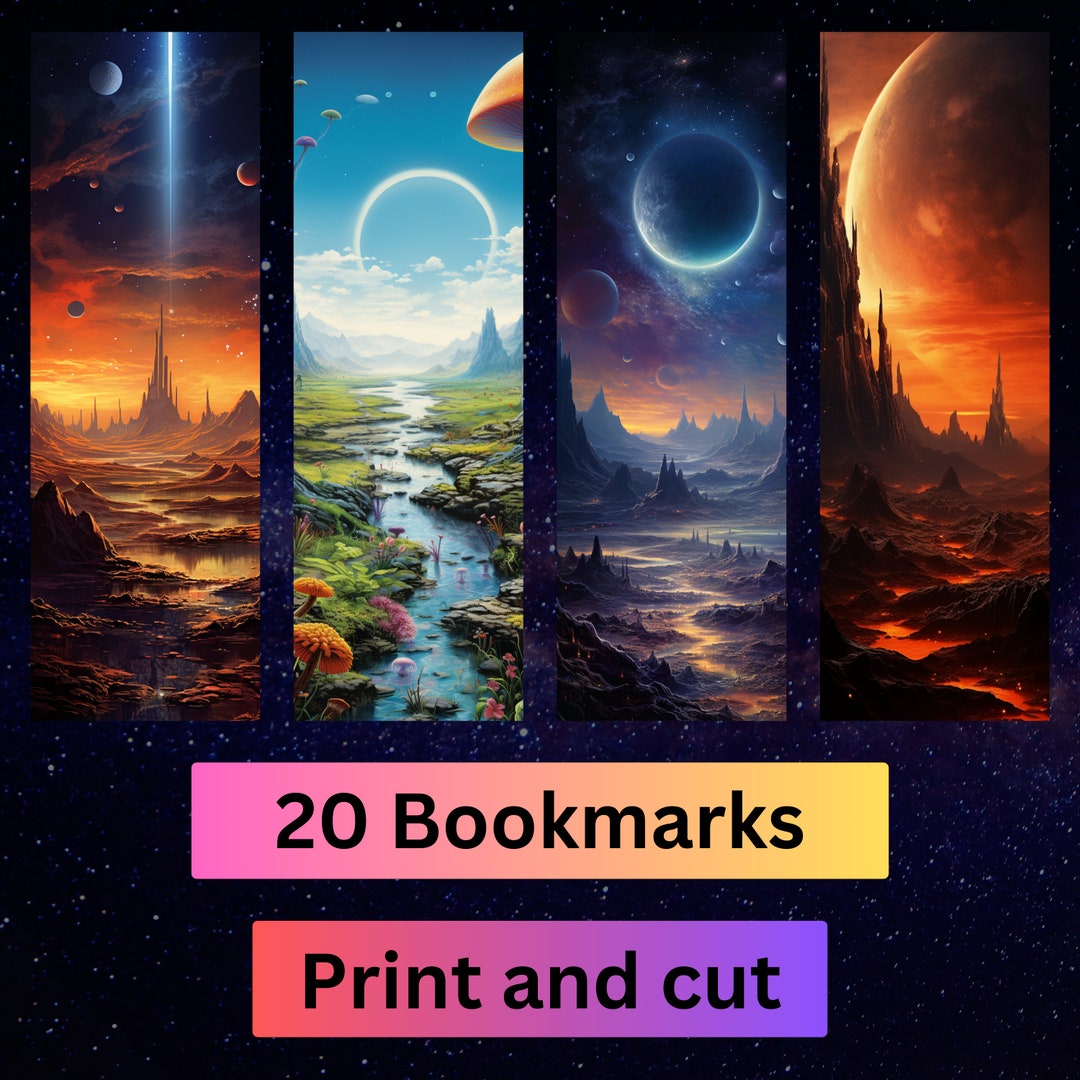 Sci Fi Bookmarks Printable Digital Bookmarks Alien Landscape Bookmarks ...