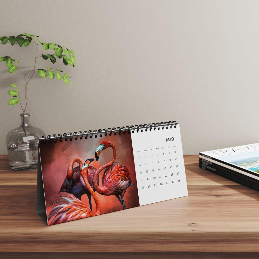 2025 Flamingo Desktop Calendar Fun Monthly Flamingo Art, Office Desk ...
