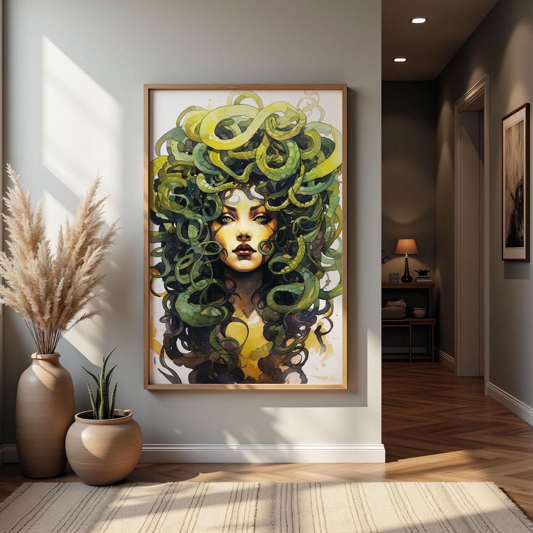 Medusa Portrait Print Vintage Gorgon Greek Mythology Gothic Decor ...