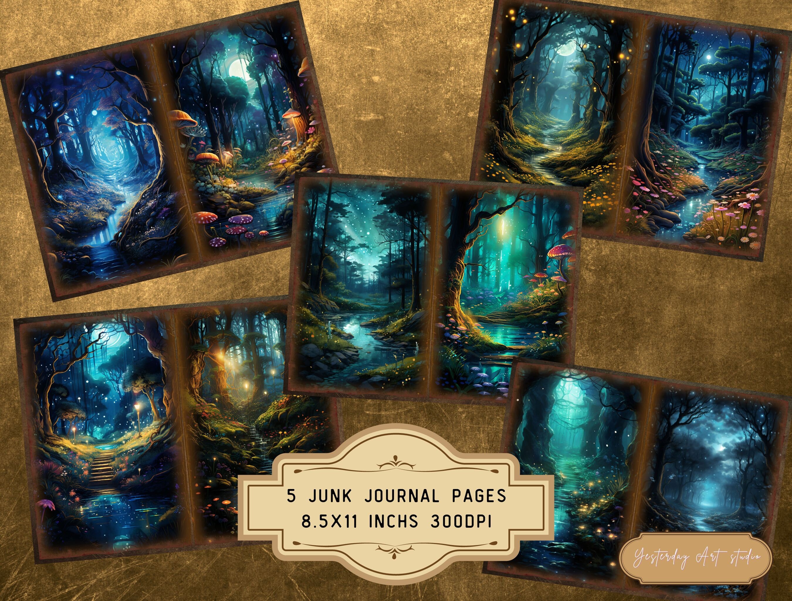 Fantasy Forest Junk Journal Pages Digital Scrapbook Paper Kit Ephemera ...
