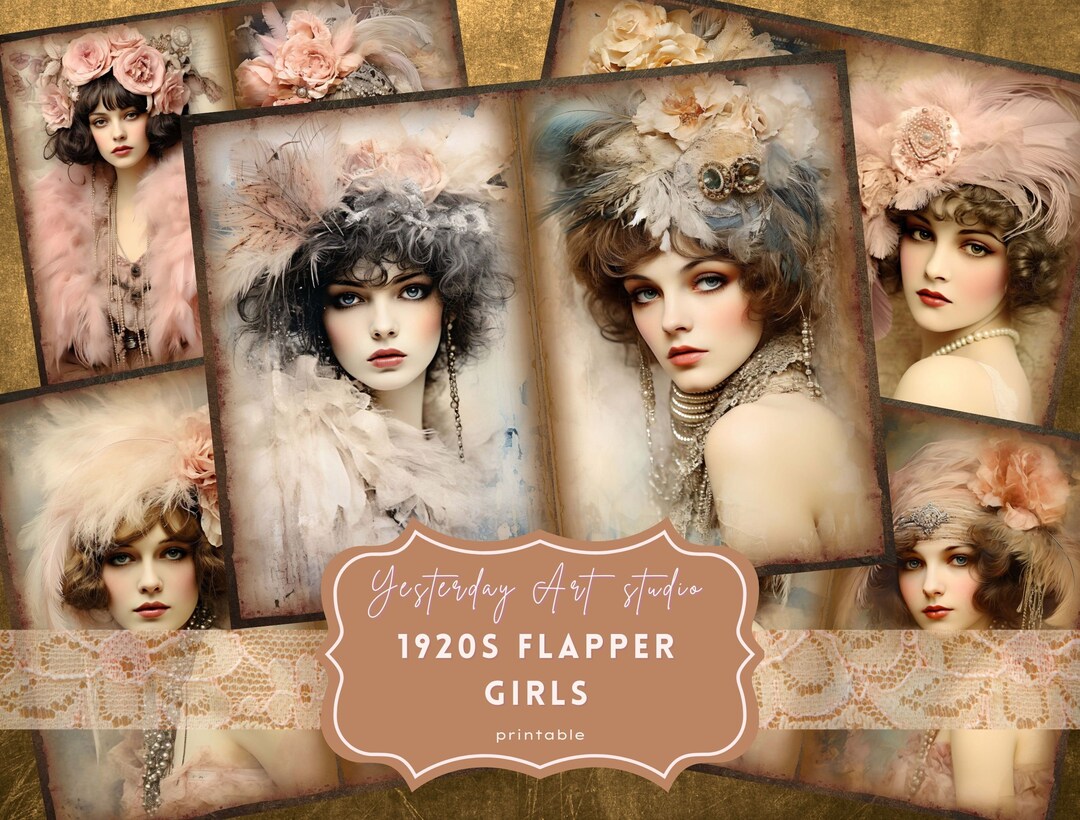 1920s Flapper Girl Junk Journal Pages Ephemera Digital Scrapbook Paper ...