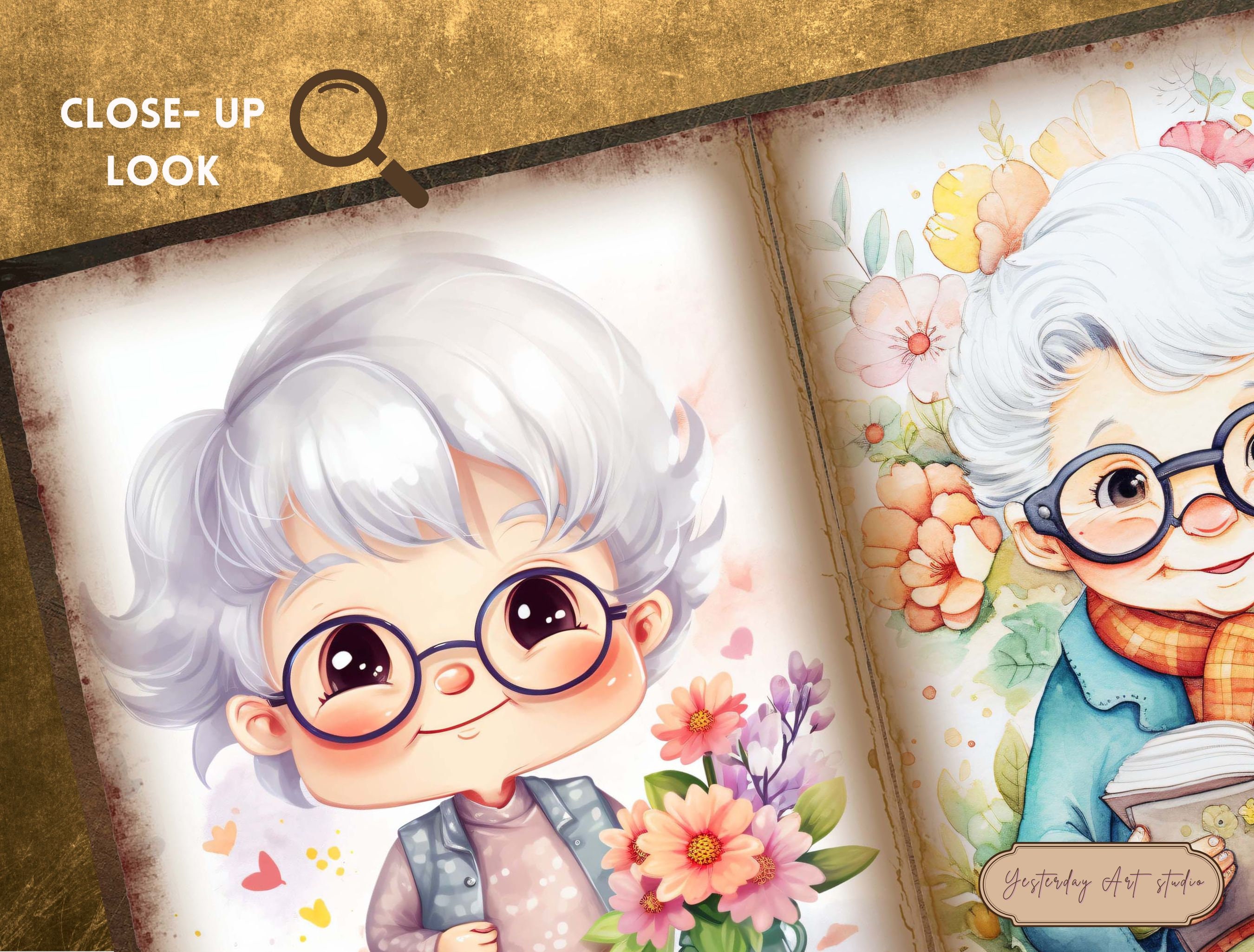 Cute Grandma Junk Journal Pages Digital Scrapbook Paper Kit Collage ...