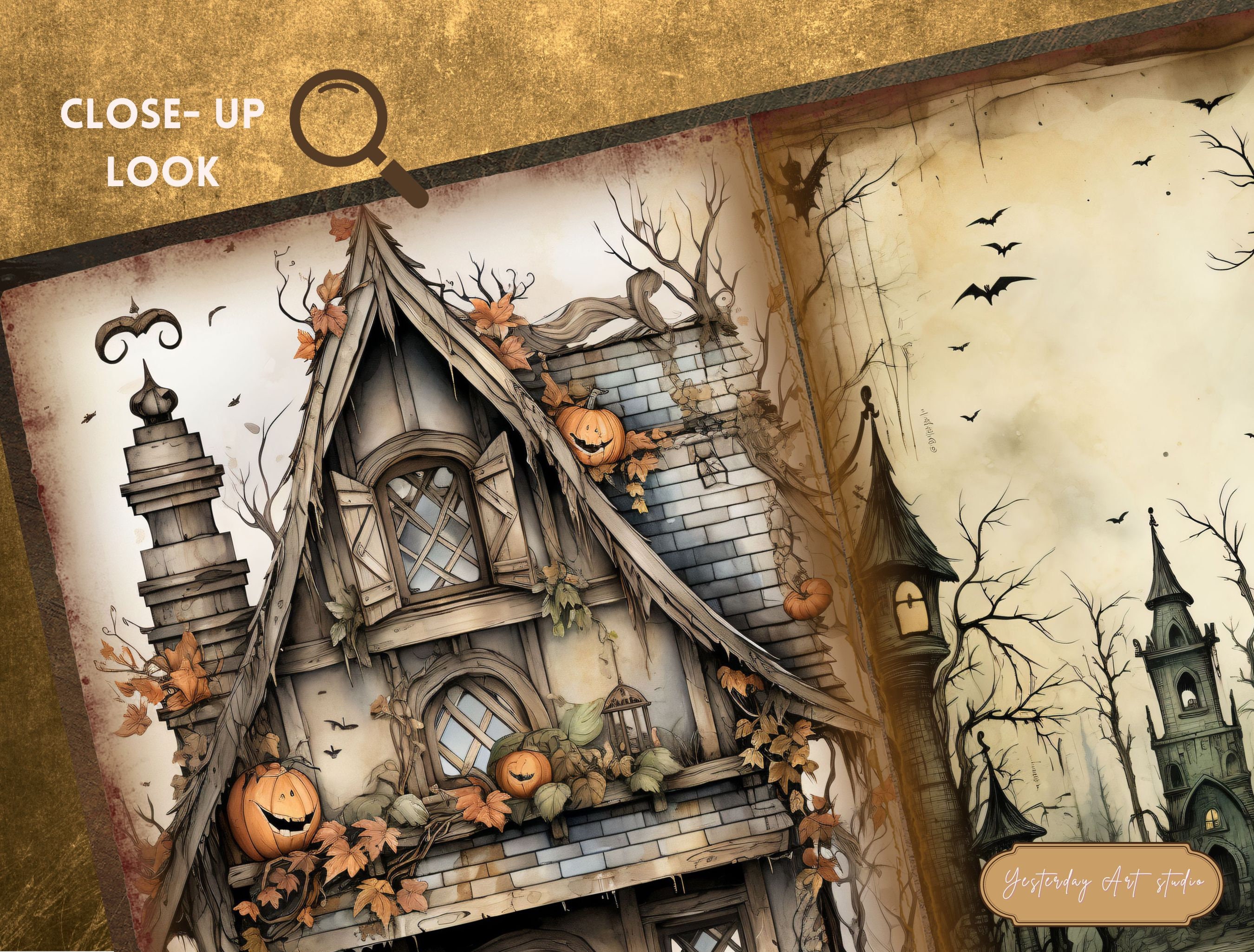 Halloween Junk Journal Printable Backgrounds Papers Pumpkins Junk ...