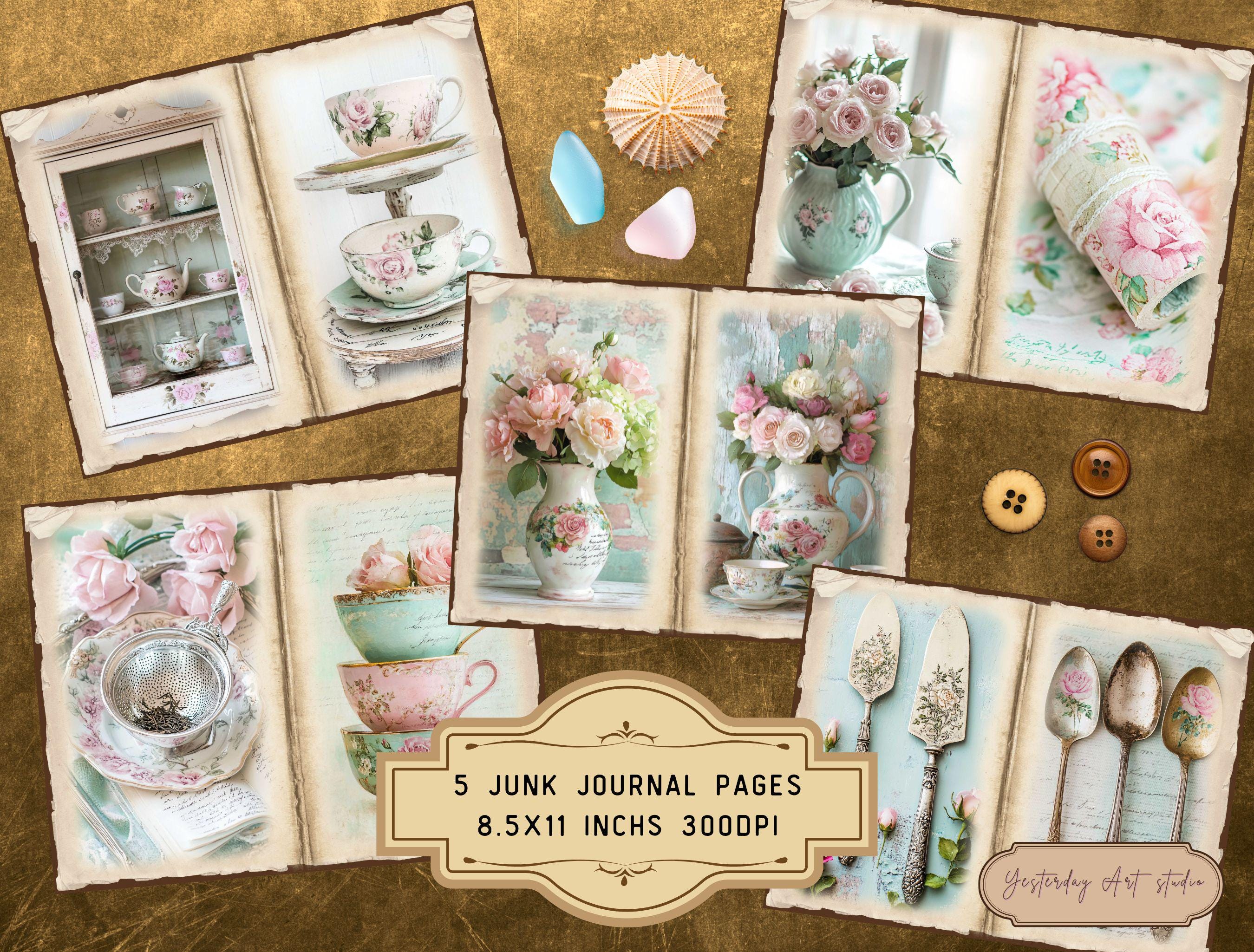 Shabby Chic Floral Teapot Junk Journal Kit Tea Journal Printable Pages ...