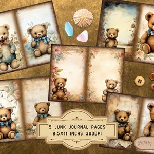 Junk Journal Printable Bears Pages Bear Ephemera Digital Scrapbook ...